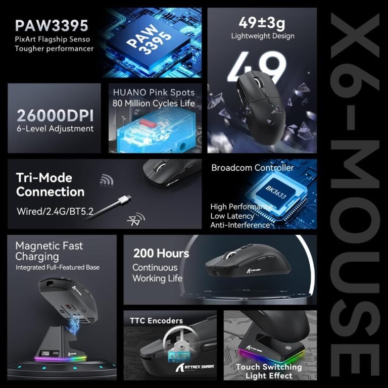Attack Shark X6 Wireless Gaming Mouse - Black - Infinity Store Pakistan