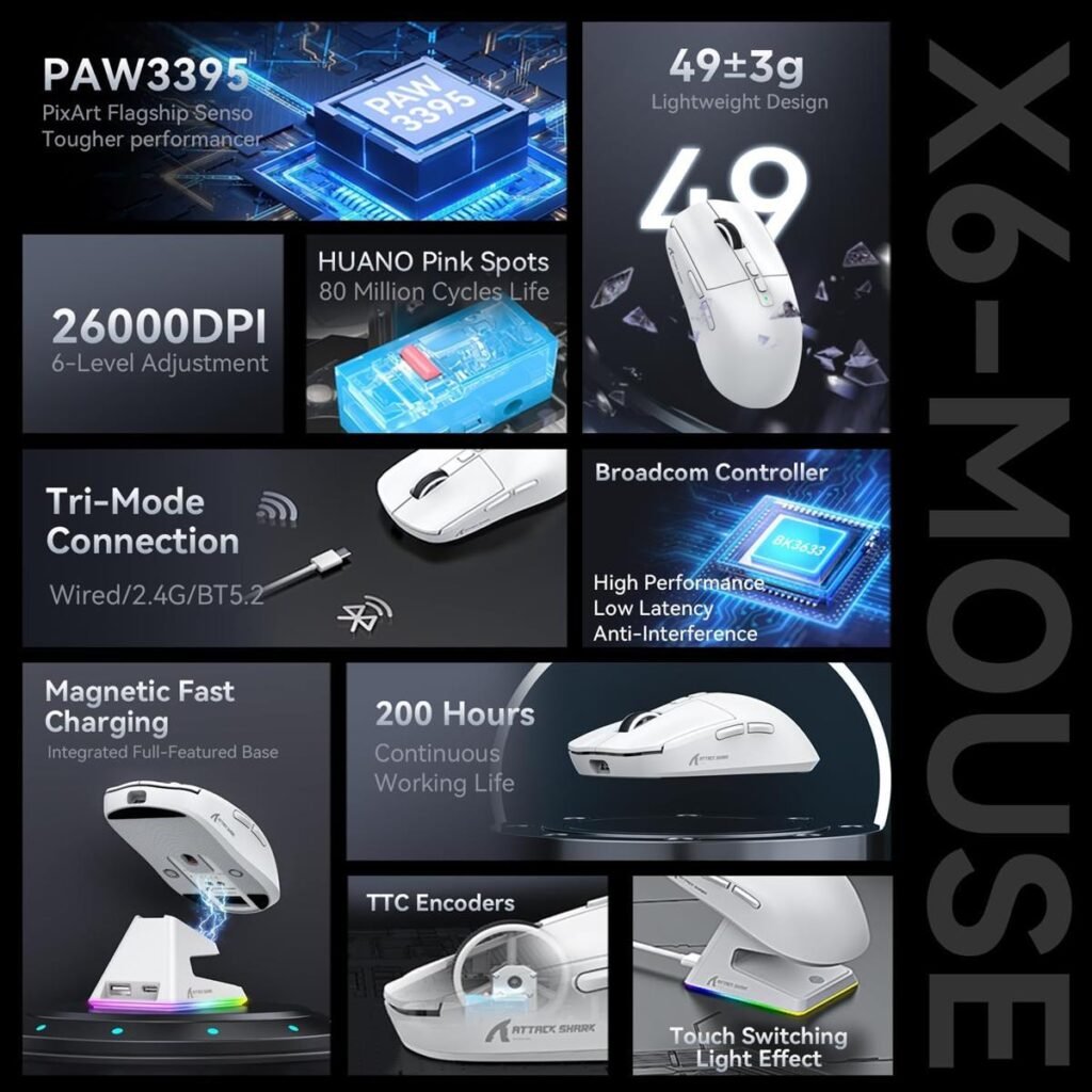 Attack Shark X6 Wireless Gaming Mouse - White - Infinity Store Pakistan